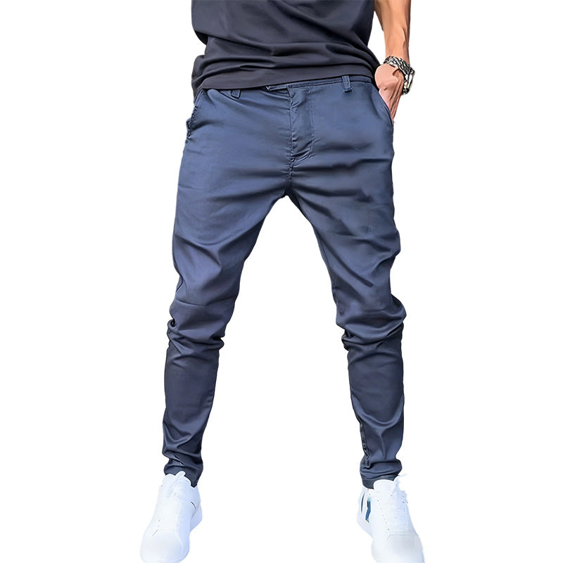 Men’s Slim-Fit Casual Solid Color Pants – kyayu